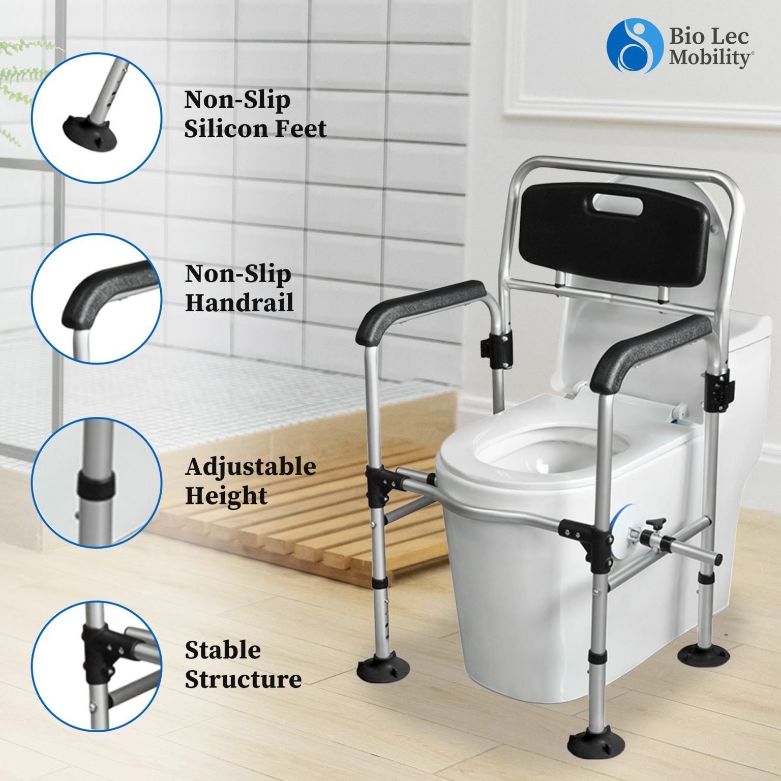 Toilet Support Frame With Backrest For Elderly, Toilet Frame With Seat UK