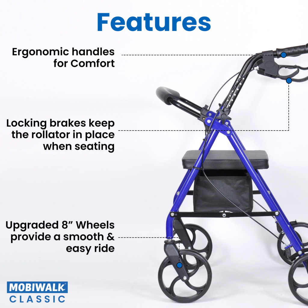 Enhanced Mobility Aid: MobiWalk® 4 Wheel Walker with Seat-Bio Lec ...
