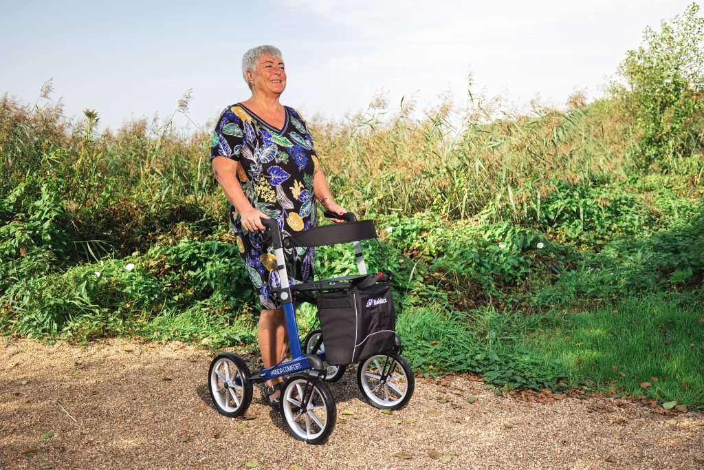 Lightweight Rollator with Puncture Proof Wheels & Folding Seat UK